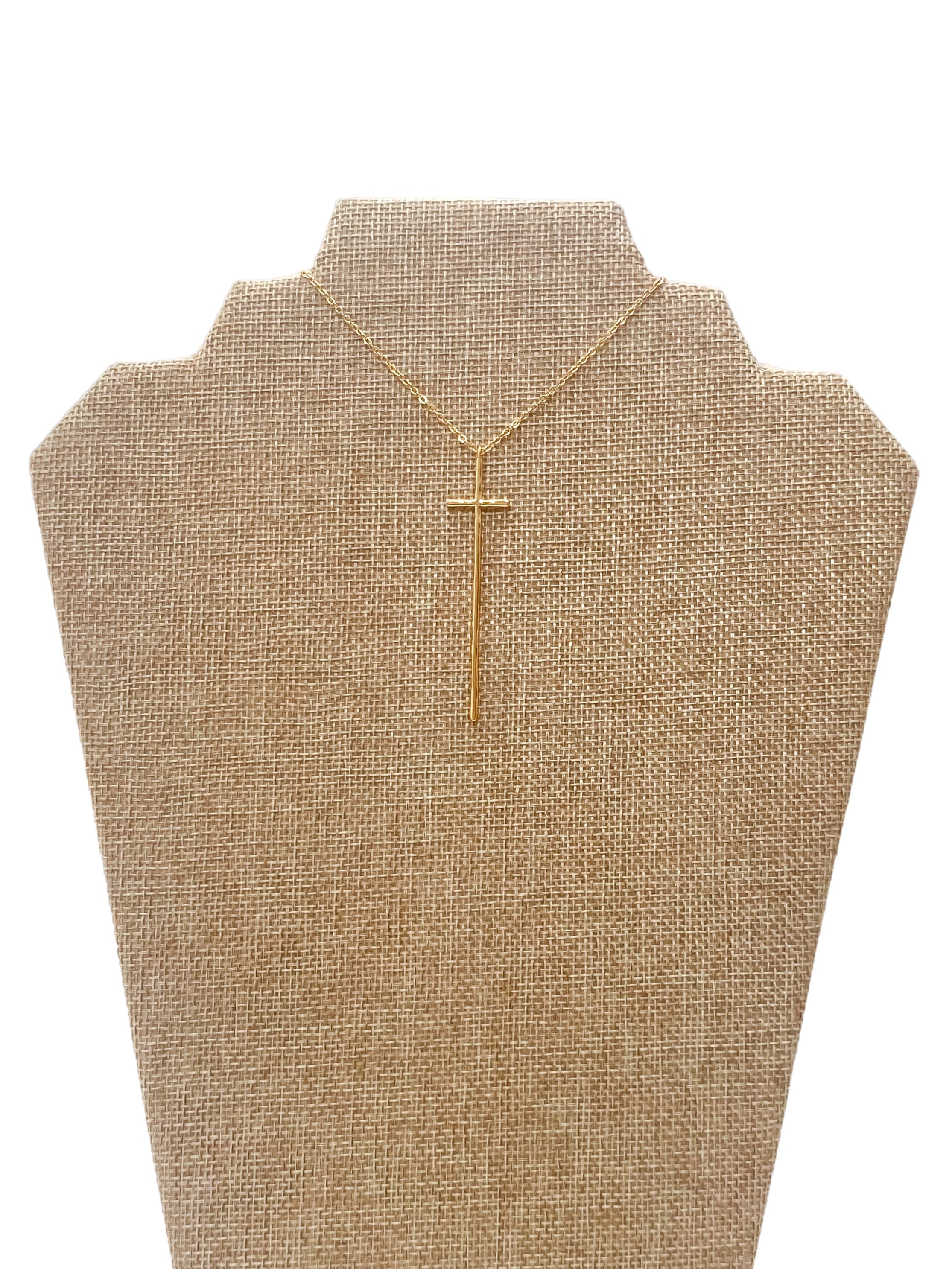 Hammered Long Cross Necklace – Southern Oyster Company